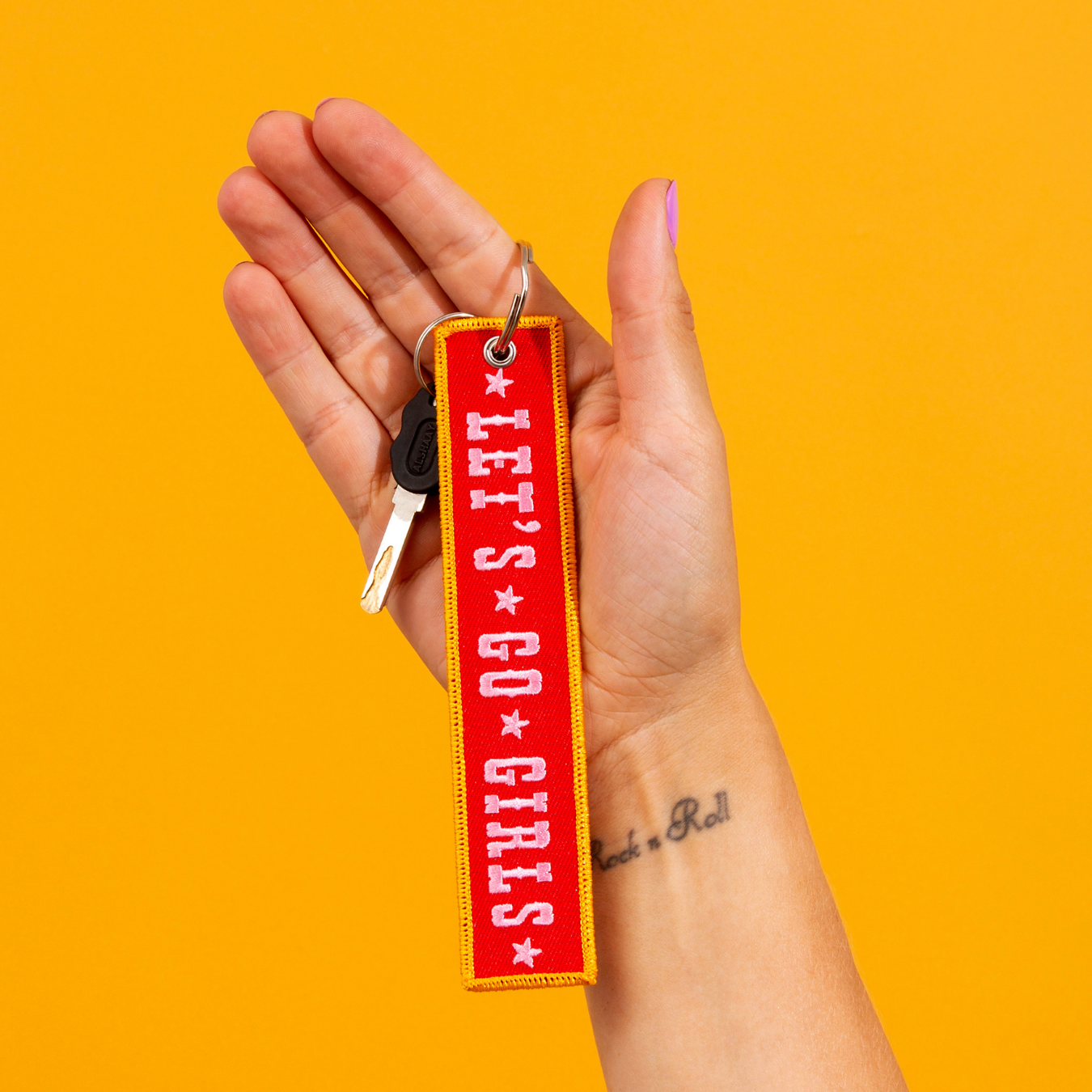 Let’s Go Girls Embroidered Keychain – Steeling Home