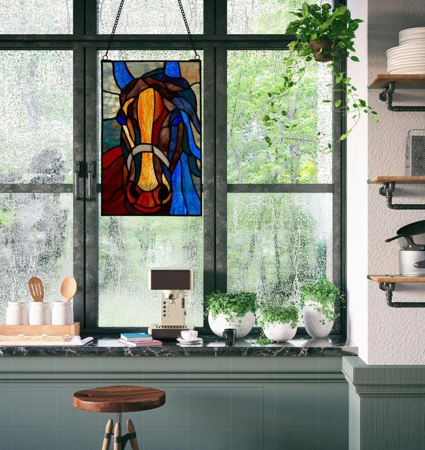 Horse Stained Glass Window Panel – Steeling Home